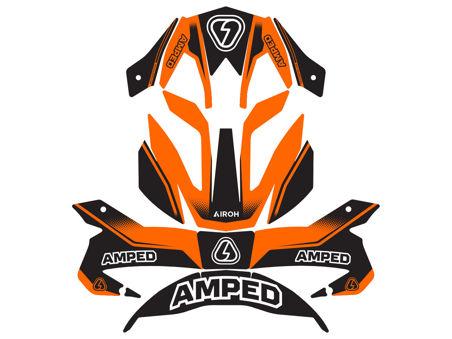 Amped MK2 Airoh Trials Helmet Stickers - B - Trials Graphics Amped