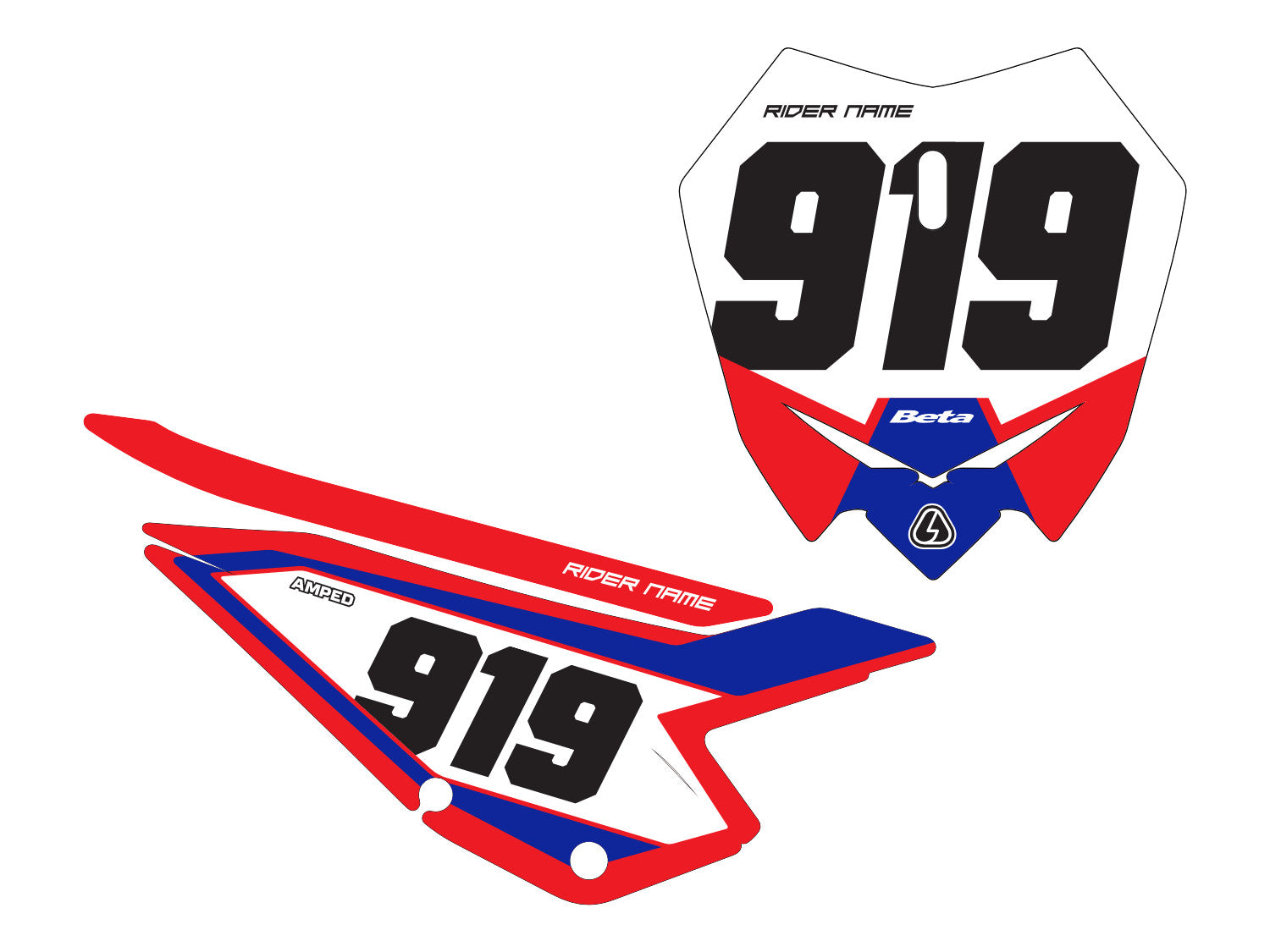 Amped A1 Beta MX Number Board Graphics - Motocross & Enduro Graphics Amped