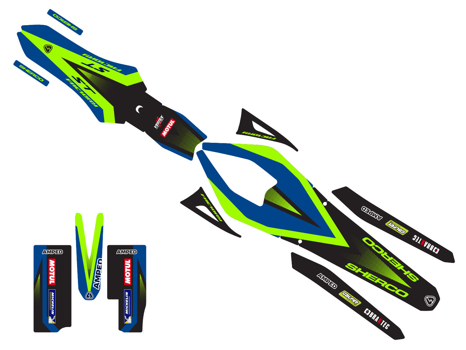 Amped Diamond Sherco Trials Graphics Blk - Trials Graphics - Amped