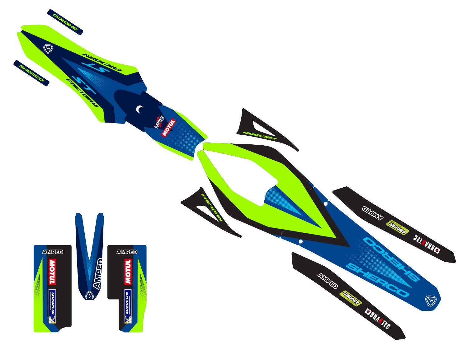 Amped Diamond Sherco Trials Graphics - Trials Graphics - Amped