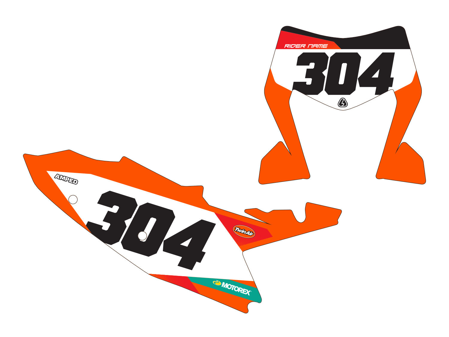 Amped A1 KTM Enduro Number Board Graphics - Motocross & Enduro Graphics ...